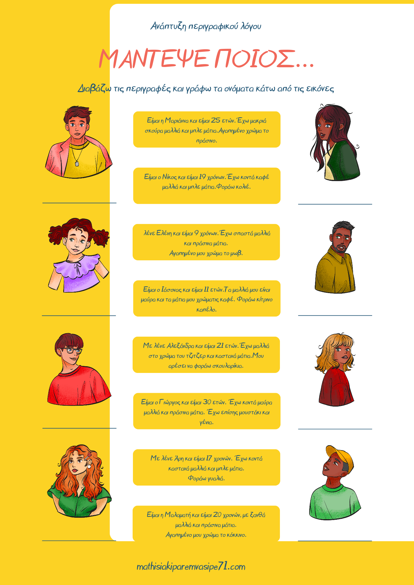 Μάντεψε ποιος 😎😎 – Μαθησιακή Παρέμβαση – Ζιώγου Ματίνα