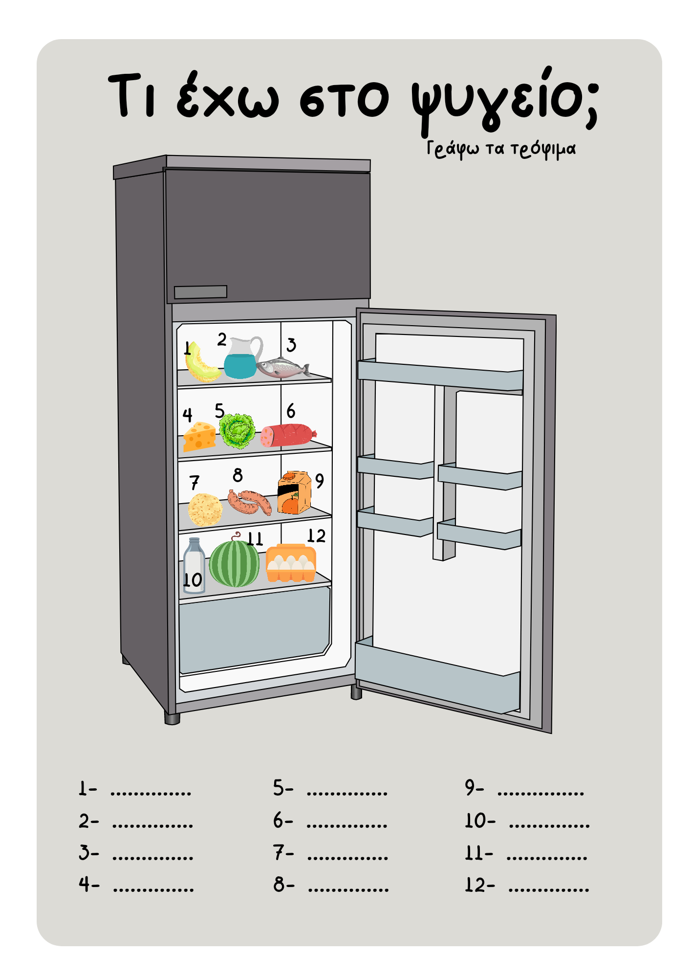 Τι έχω στο ψυγείο; – Μαθησιακή Παρέμβαση – Ζιώγου Ματίνα