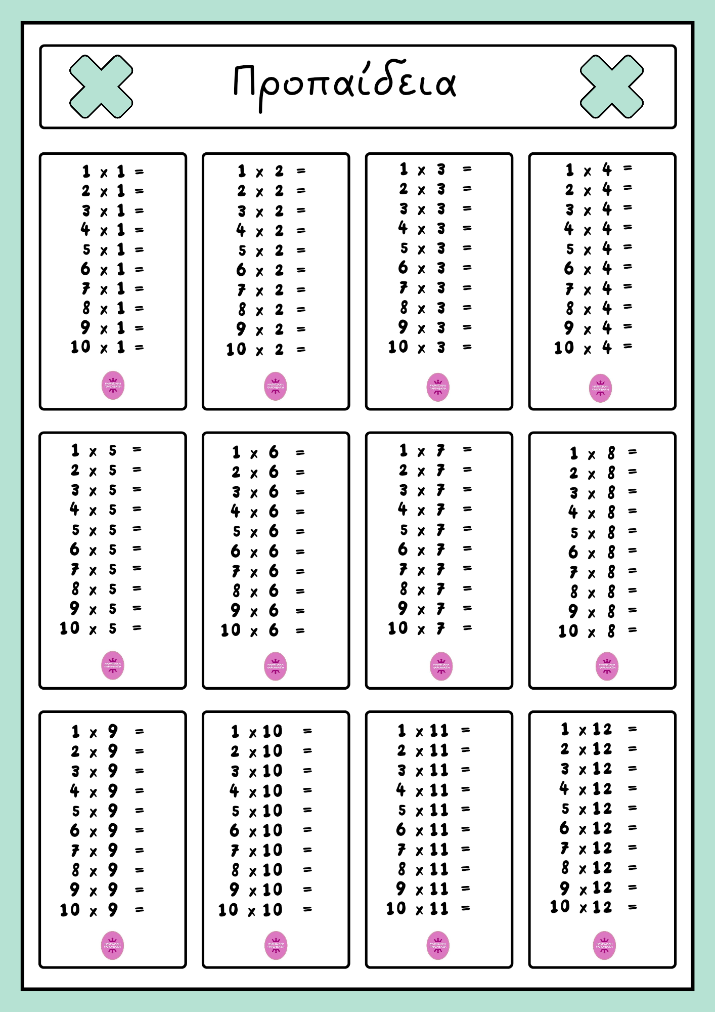 🌟Μπρελόκ προπαίδειας γράψε σβήσε – Μαθησιακή Παρέμβαση – Ζιώγου Ματίνα
